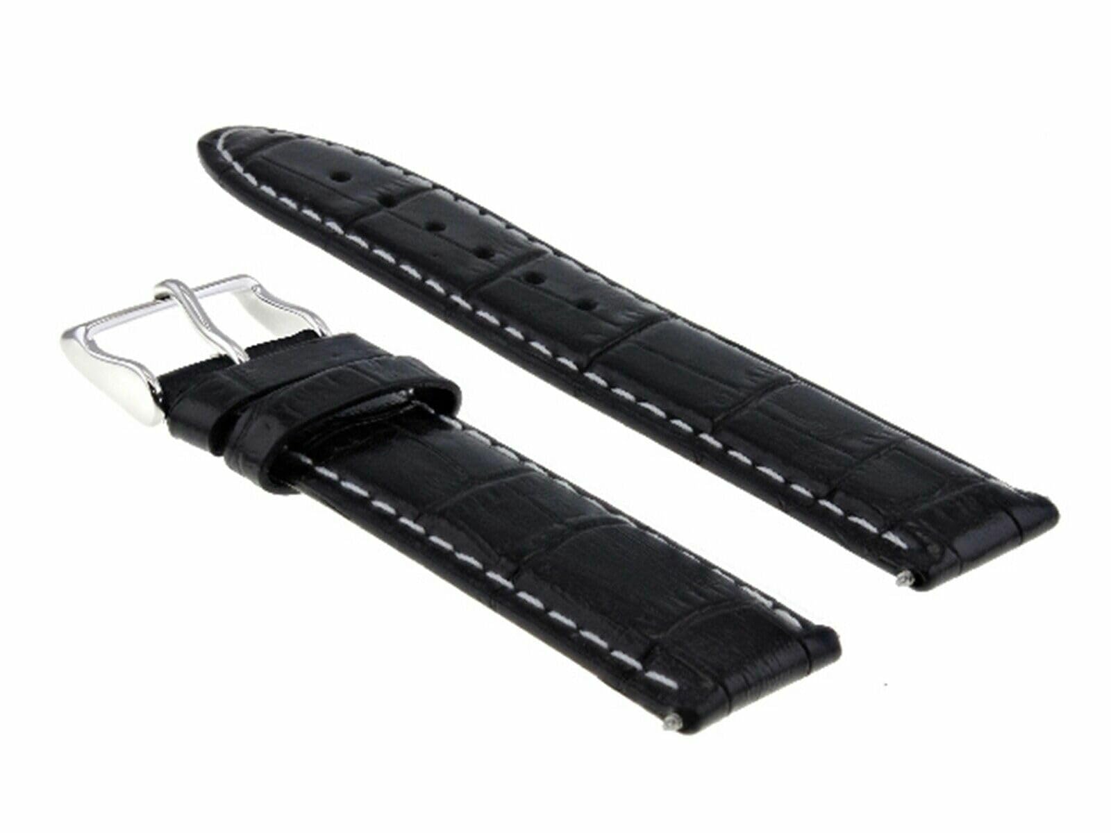 Ewatchparts 18MM GENUINE LEATHER WATCH BAND STRAP COMPATIBLE WITH IWC PILOT PORTUGUESE TOP GUN BLACK WS