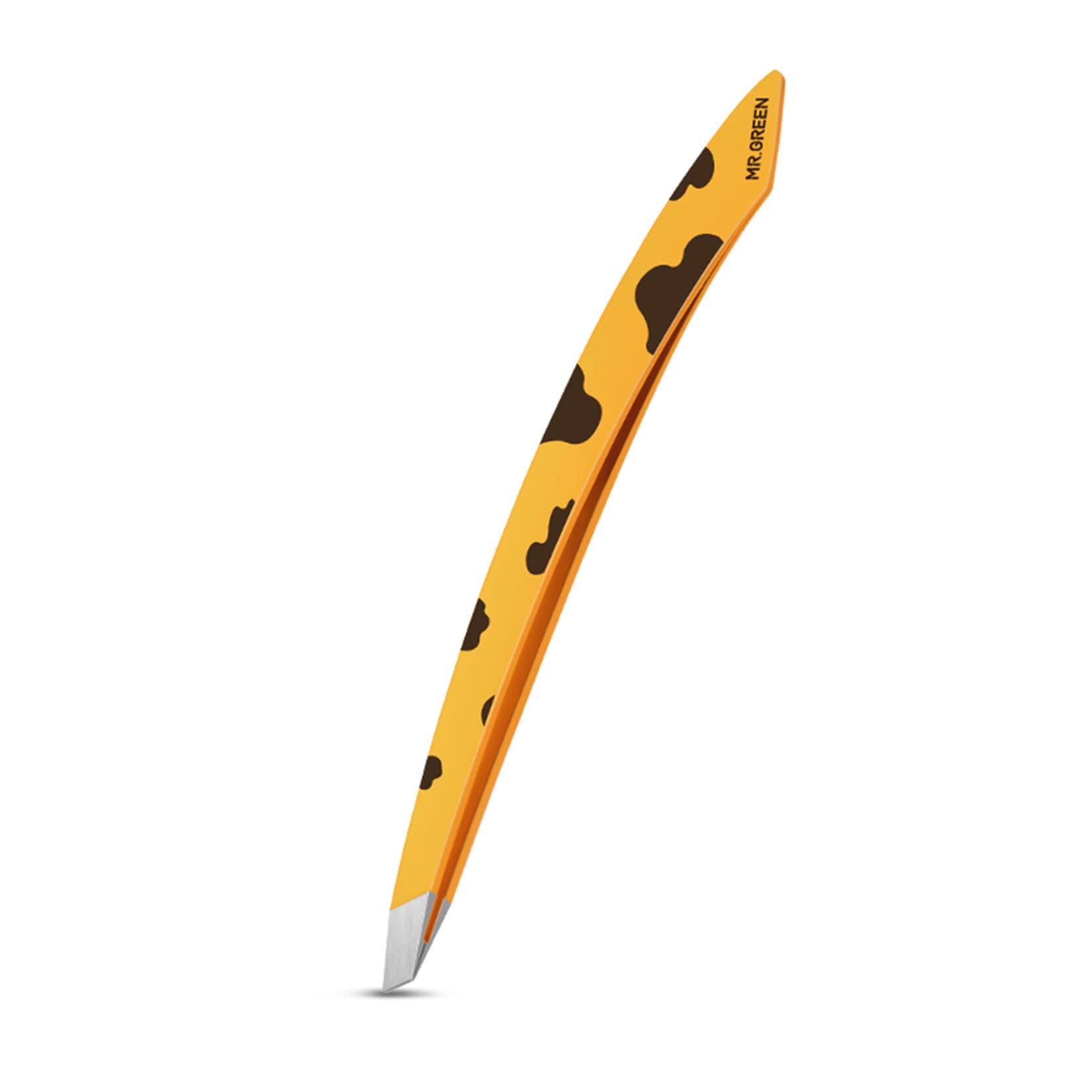 MR.GREEN Curve Handle Eyebrows Tweezers Professional Fine Hairs Removal Puller Makeup Tools Stainless Steel Beauty Clips Removal (Light Yellow)