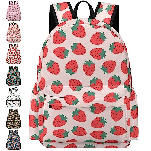 SDEOH 17 Inch Strawberry Backpack For Women Men Lightweight Laptop Bag Travel Hiking Camping Daypack