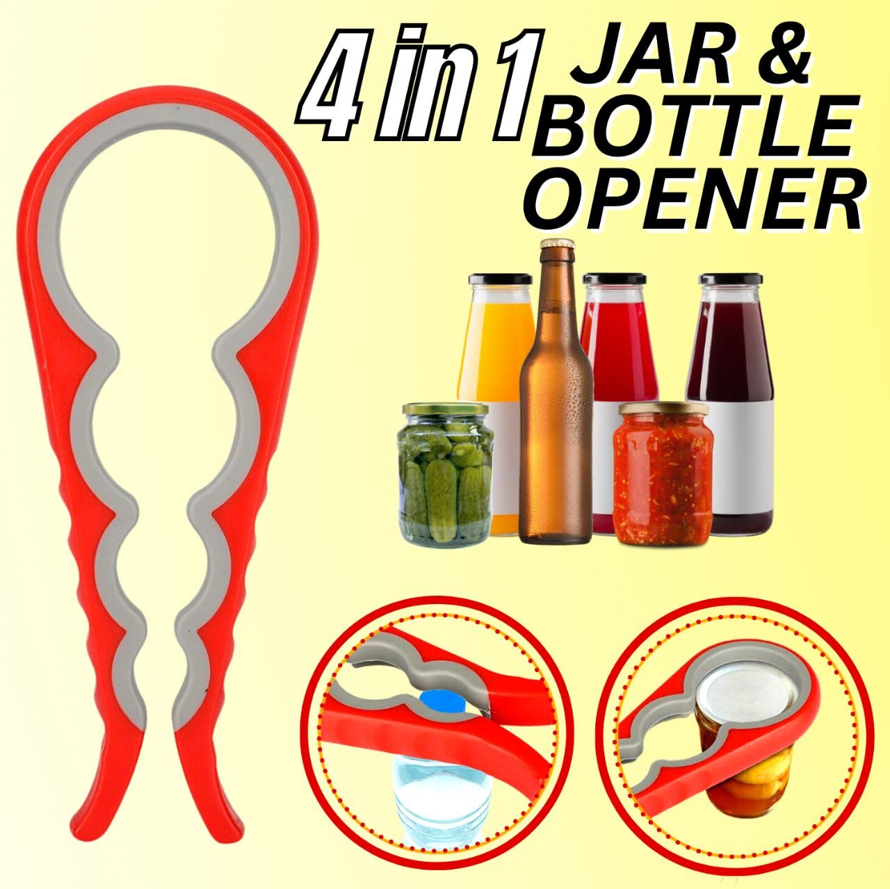 Jar Opener Quick Lid Bottle Cap Grip Twister Remover for Weak Hands, Seniors and Children Rubber Jar Gripper Pad
