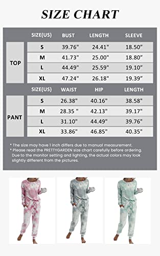 PRETTYGARDEN Women's Tie Dye Two Piece Tracksuit Set Long Sleeve Sweatshirt with Long Pants (Grey,Small)