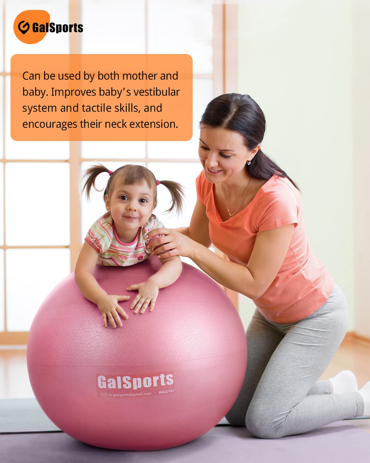 GalSports Pregnancy Ball - Birthing Ball for Workout Yoga Stability, Pregnancy Safety Anti-Burst Materials for Maternity, Labor Exercise Ball with Quick Pump
