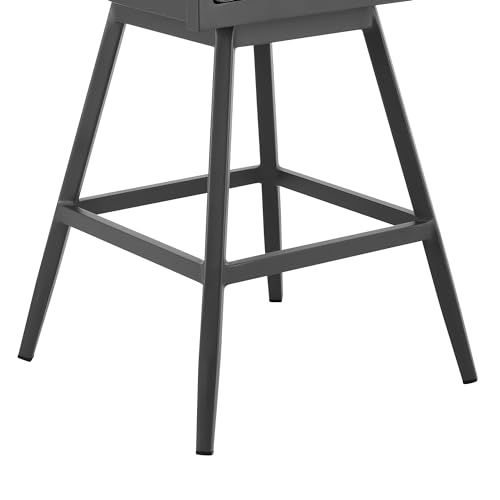 Menorca Outdoor Patio Swivel Bar Stool in Aluminum with Gray Cushions