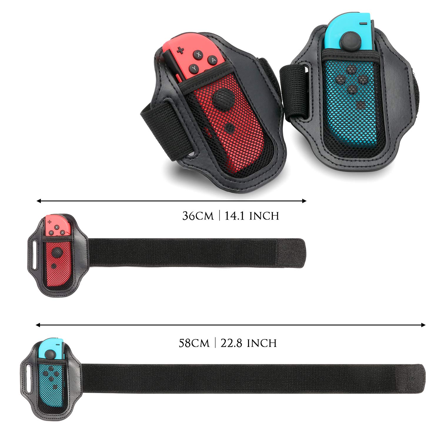 ECHZOVE Leg Strap for Nintendo Switch Sports,Wrist Band Compatible with Switch, Adjustable Leg Strap Compatible with Switch Ring Fit Adventure and Wrist Band for Switch Just Dance - 0.98ft and 1.97ft