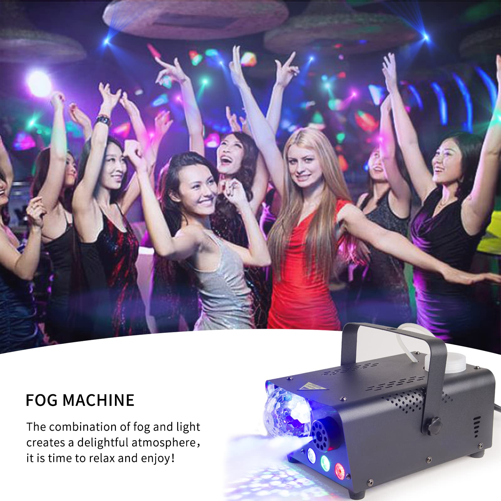 Fog Machine 600W Smoke Machine with Disco Ball Lights 2300 CFM Huge Fog with Wireless and Wired Remote Control for Parties Halloween Wedding Christmas Dance DJ