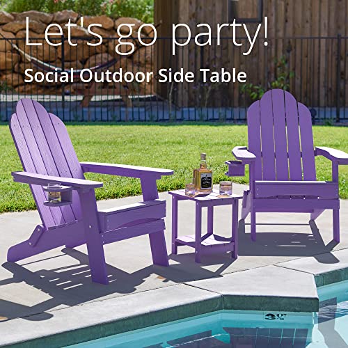 LUE BONA Adirondack Outdoor Side Table, 2-Tier Purple HDPS Patio End Table Weather Resistant, Morden Side Table for Patio, Pool, Porch
