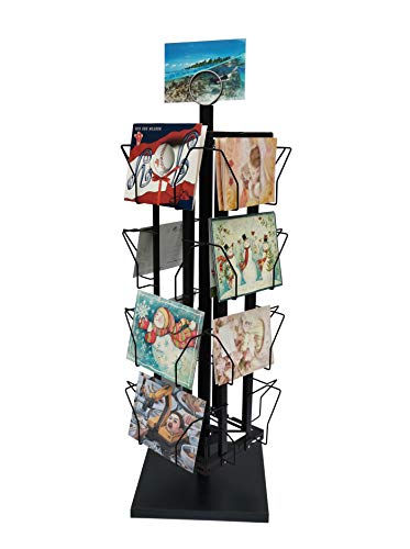 FixtureDisplaysÂŽ Adjustable Greeting Card Rack 4x6"-7x5" Horizontal Vertical Post Card Display .Pocket Size: 4.5-9.9" Wide X 5.8" Tall, 16 Pockets 11602-BLK-NEW