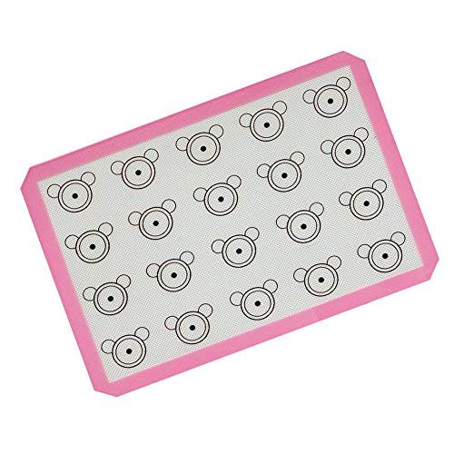 INCHANT Silicone Macaron Baking Mat, Half Sheet Size With 20 Macaron Spaces, Non Stick Silicon Liner for Bake Pans & Rolling - Macaroon/Pastry/Cookie Making, Set of 2, Pink