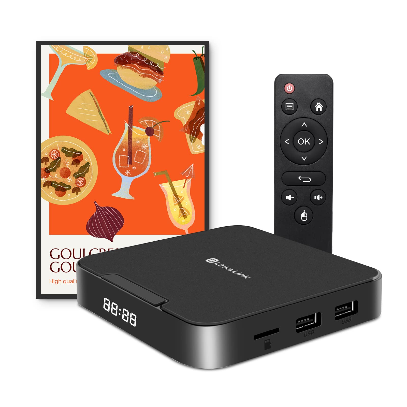 Link&Link 4K HDMI Digital Signage and Media Player, Support USB Drives and TF Cards, APP and Remote Control, Customizable Templates, Business Digital Board