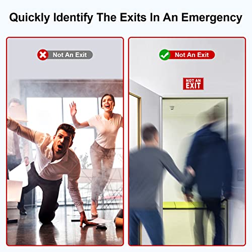Not an Exit Signs Stickers-No Exit Door Sign Self Adhesive Vinyl Stickers- 12 x 7 Inches Decal Not an Exit Signs Label - Laminated for Ultimate UV - Resistant PVC - Weather&Scratch Resistant - Indoor & Outdoor Use - White Text on Red Base (4 Pack)