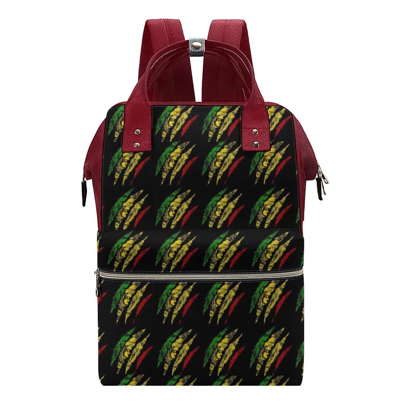 Lion Rasta Reggae Jamaica Roots Diaper Bag Backpack Large Capacity Mommy Bags Multifunction Nappy Bag Travel Back Pack Red-Style