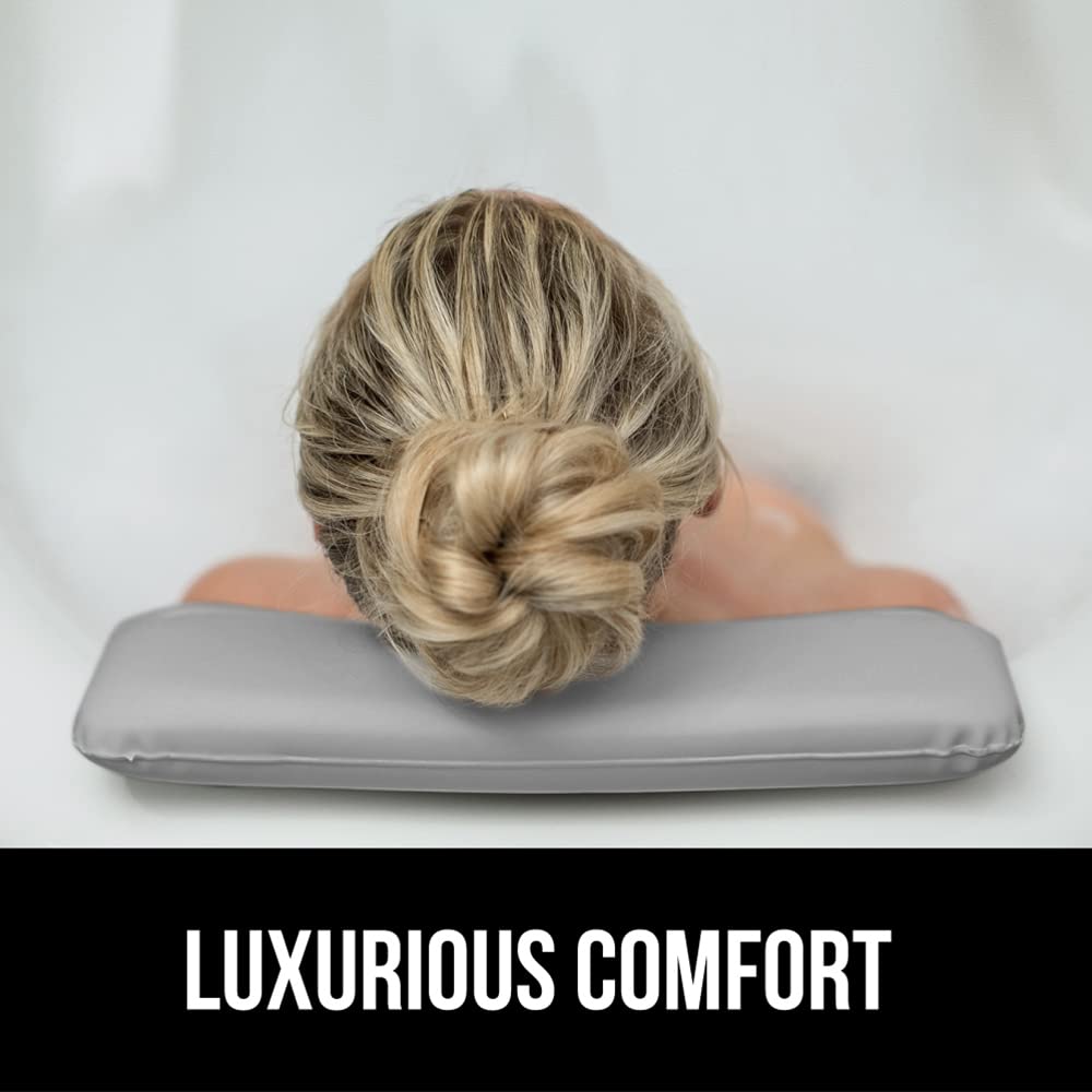 Gorilla Grip Bath Pillow for Tub, Comfortable Bathtub Pillows for Neck Head and Back Support, Strong Suction Waterproof Headrest, Cushion Rest for Curved or Straight Tubs, Spa Accessories, Spa Blue