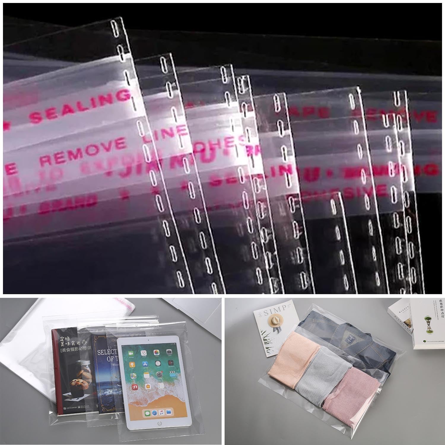 LonlyEagle 100 Pcs 10x14 Inches Self Sealing Cellophane Bags, Clear Resealable Cellophane Plastic Bags Self Adhesive for Packaging Shirts, Clothing, Magazines, Books, and Artwork