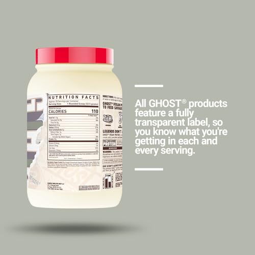 GHOST Vegan Protein Powder, Pancake Batter - 2lb, 20g of Protein - Plant-Based Pea & Organic Pumpkin Protein - Post Workout & Nutrition Shakes, Smoothies, & Baking - Soy & Gluten-Free