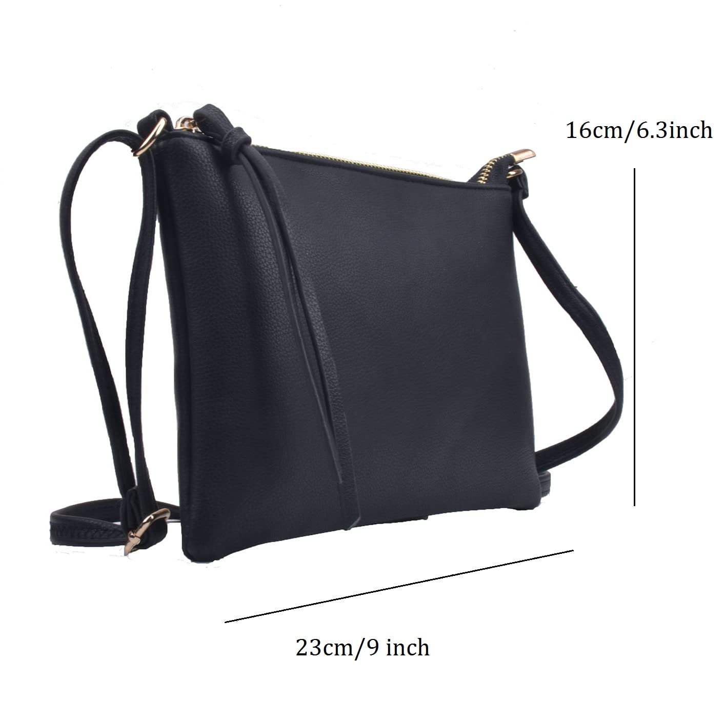 Jiaruo Slim Lightweight PU Leather Small Women Crossbody bag Purses Envelope Messenger bag Handbag (Black 2)