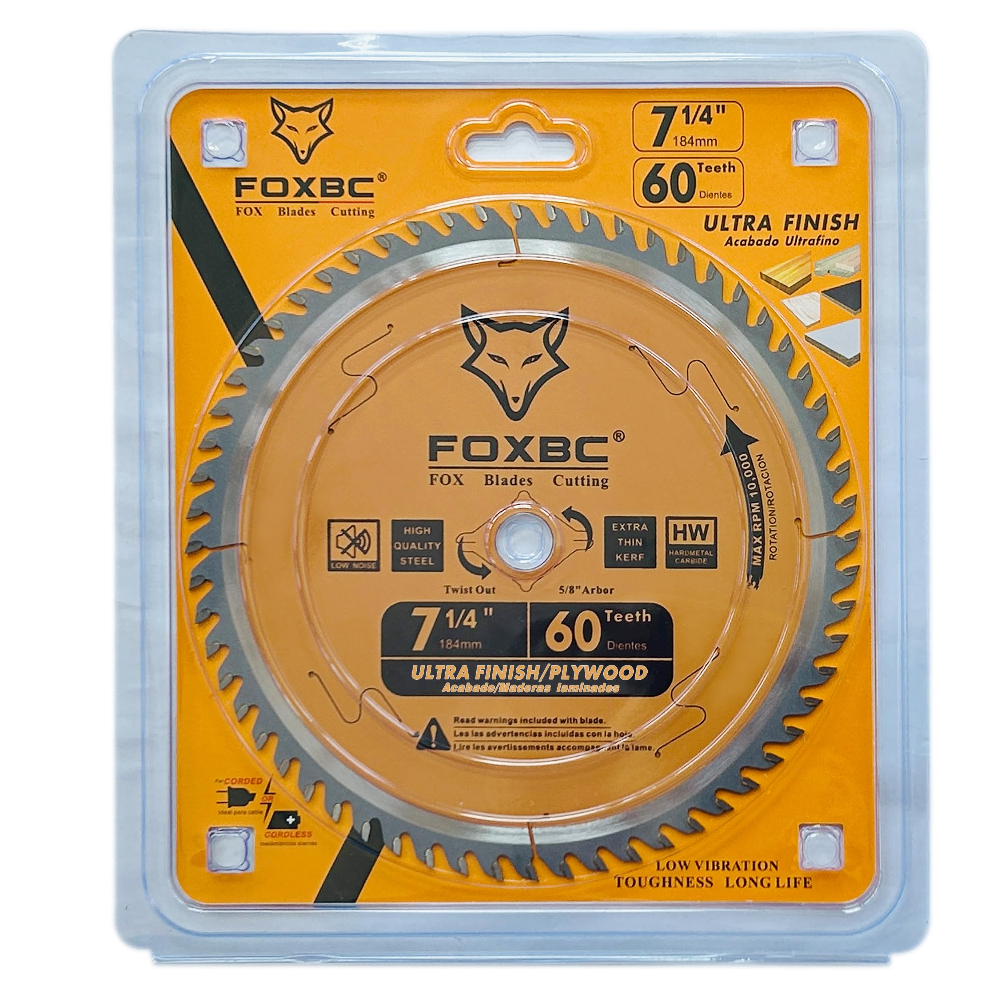 FOXBC 7-1/4" Circular Saw Blade 60-Tooth Replacement for Freud Diablo D0760A D0760X, DeWalt DWA171460 Ultra Fine Finish Circular Saw Blade