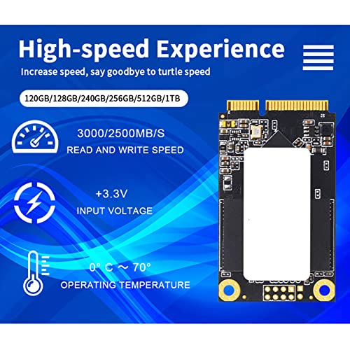 Jopwkuin 512GB MSATA SSD, Widely Compatible MSATA 512G High Speed 430M/S Sequence Write 512GB SSD Quick Start for Laptop