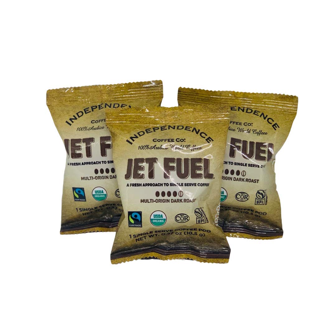 Independence Coffee Co. Jet Fuel Intense and Heavy Body, Dark Roast, Single Serve Coffee Indie Shot K Cup Pods, Compostable Plant-Based Coffee Pods, Keurig Brewer Compatible, 50 Count