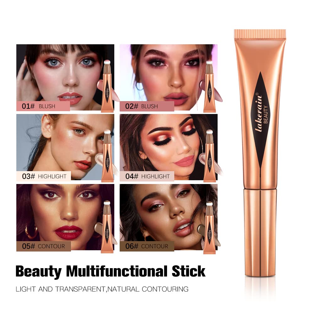 Liquid Contour Beauty Wand, Highlighter and Bronzer Stick with Cushion Applicator Attached Easy to Blend, Long Lasting Matte Finish Contour Face Illuminator Makeup Stick (4# Highlight Pearl White)