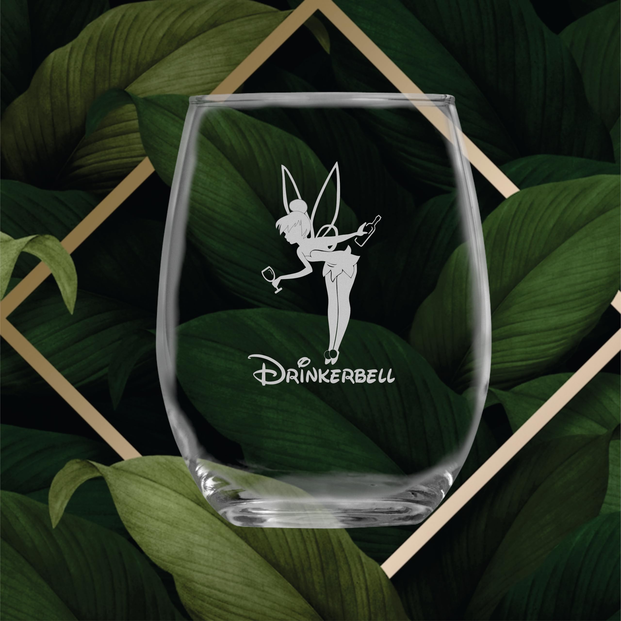 Fairy Gifts - Drinkerbell - 15 oz Fairy Wine Glass - Permanently Engraved - Birthday Present - Funny Movie Themed Gifts - Couples - Handmade - Pixie Dust - Peter Pan