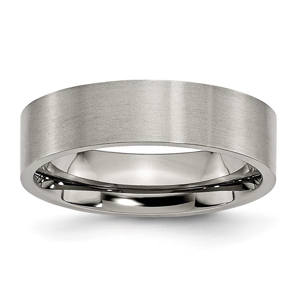 Diamond2Deal Titanium Flat 6mm Brushed Wedding Band Ring Size 8.5