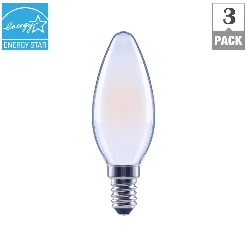 EcoSmart 40-Watt Equivalent B11 Candle Dimmable Energy Star Frosted Glass Filament Vintage LED Light Bulb Soft White (3-Pack)