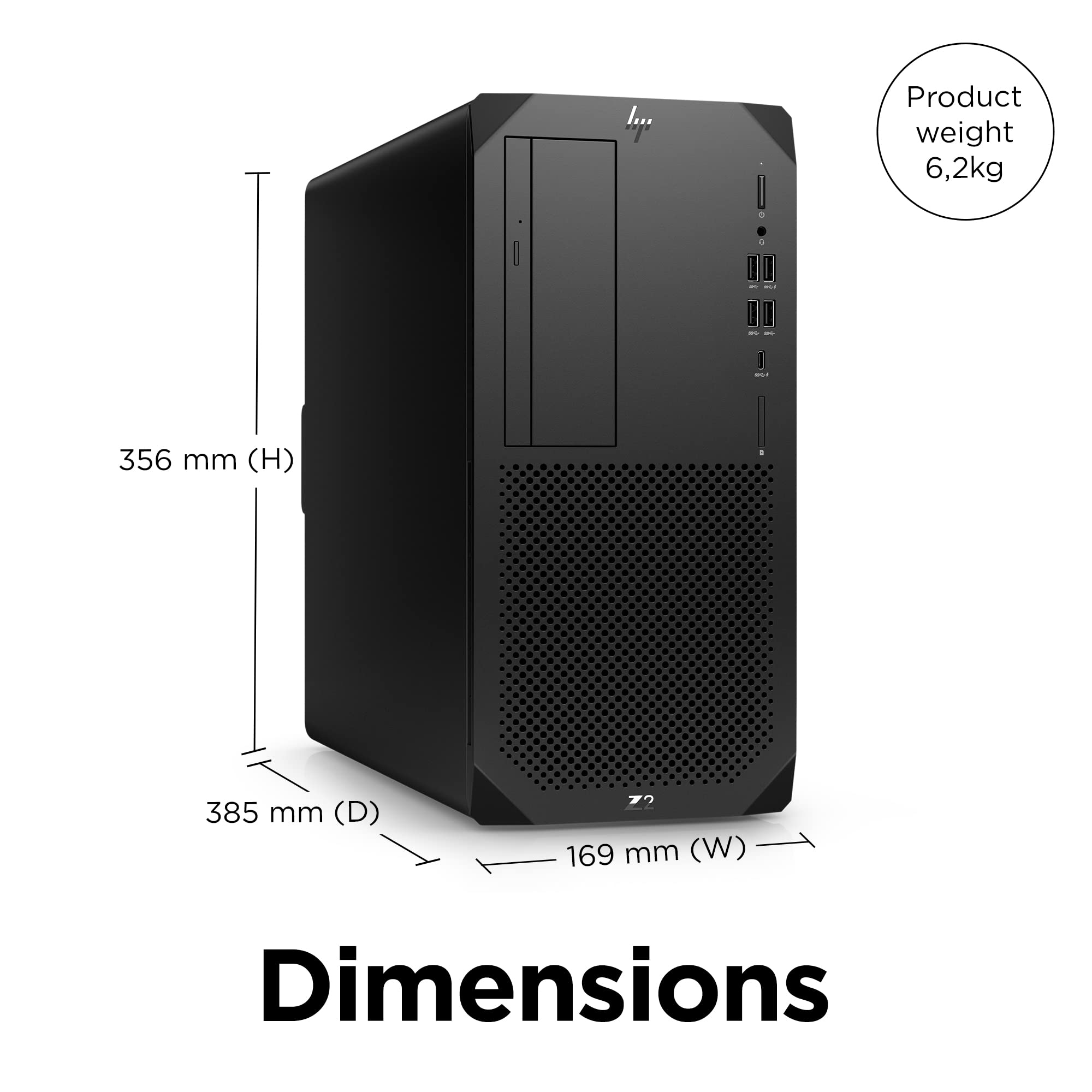 HP Z2 G9 Tower Workstation, Intel Core i7-12700 Processor, AMD Radeon Pro W6600, 64GB DDR5 RAM, 2TB PCIe SSD, DisplayPort, Wired Keyboard&Mouse, Windows 11 Pro, Black