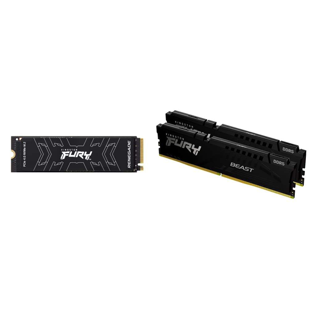 Kingston Fury Renegade 1TB PCIe Gen 4 NVMe M.2 Internal Gaming SSD Fury Beast 32GB (2x16GB) 5200MT/s DDR5 CL40 Desktop Memory Bundle