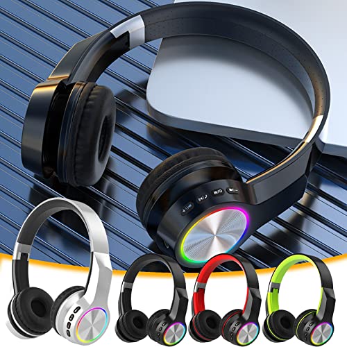 Nsxcdh Wireless Bluetooth Headphones Over Ear, Foldable Stereo Lightweight Earbuds with Built-in Mic & Deep Bass Adjustables Wired Wireless Mode Game Headset for PC Cell Phone (Black)