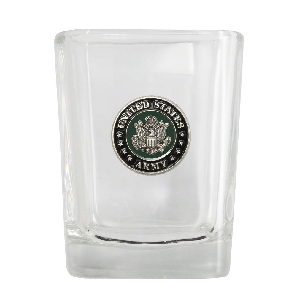 Indiana Metal Craft US ARMY Seal Square Shot Glass with Die Struck Enamel Emblem MADE IN USA