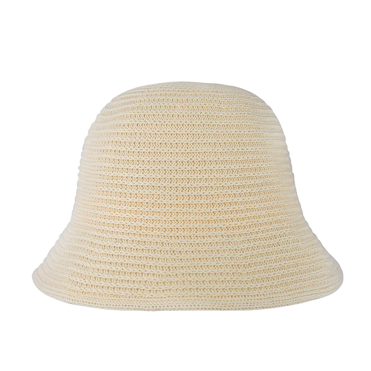 JAZTAKU Beige Bucket Hat Women Mesh Woven Bucket Hats Sun Hat Foldable Packable Wide Brim Summer Soft Beach Hat Crochet Bucket Hat for Women