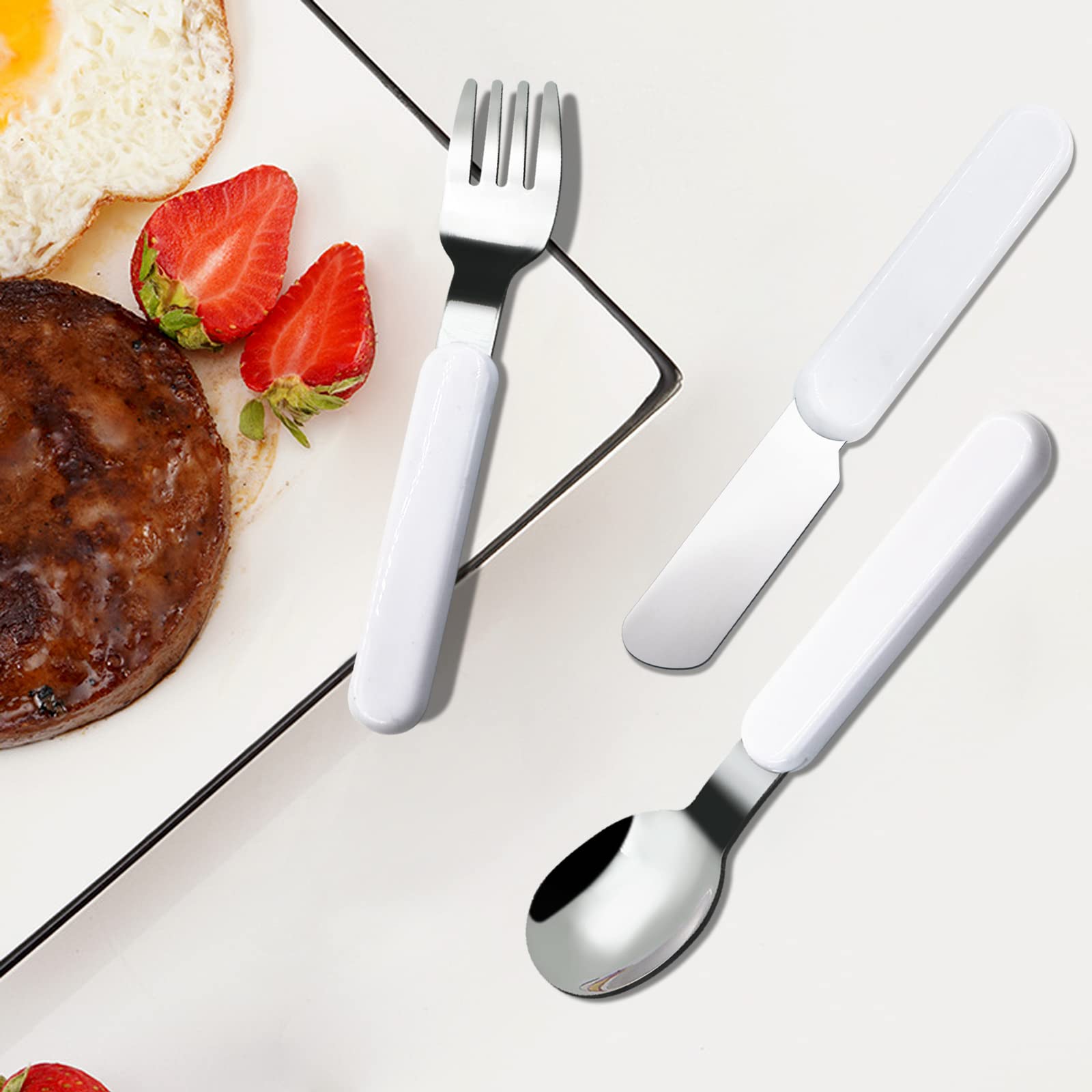 VANRA 3-Piece Children Knife Spoon Fork Set 18/10 Stainless Steel Child Flatware Set Kids Utensils Set with Case for Lunch Box (Fork Spoon Knife Combo)