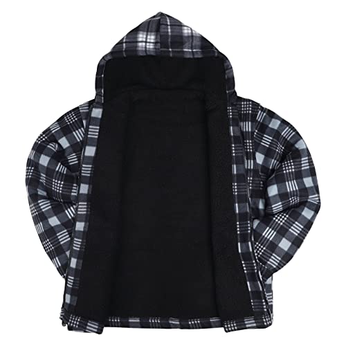 Yasumond Mens Winter Jackets Flannel Fleece Sherpa Lined Plaid Heavyweight Hooded Coats (Charcoal, XX-Large)