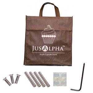 Jusalpha® Large 6 Tier Wedding Party Square Cupcake Stand-Cake Stand-Cupcake Tower-Dessert Display Stand (Large 6 Tier with Base) (6SF)
