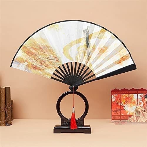 HALAHAI Folding Fan Hanfu Bamboo Folding Fan, Foldable Ancient, Hand Foldable Fan, 2 Printed Sides, Cosplay Costume Fan Hand Fan (Color : 26cm, Size : Folding fan)