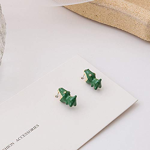 Funny Little Dinosaur Stud Earrings Dripping Oil Cartoon Green Dinosaur Animal Fun Earrings for Women (dinosaur)