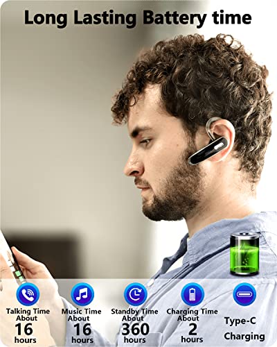 Ybtoo Bluetooth Headset, V5.1 Ultralight Wireless Handsfree Earpiece Cell Phone with Noise Cancellation Microphone for iPhone Android Samsung Laptop Trucker Driver