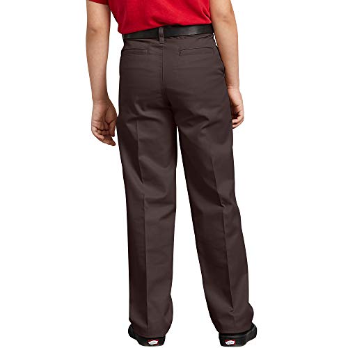 Dickies Boy's Big Flex Waist Flat Front Pants, Mahogany, 8 Husky
