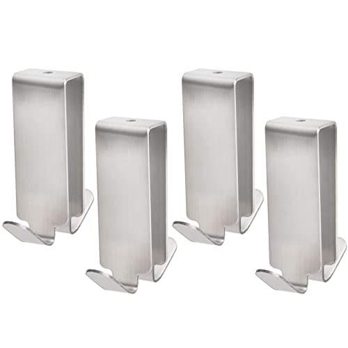 Qiveno Doulbe Hooks for Glass Shower Door, Over Shower Glass Door Hook 304 Stainless Steel Rack Hooks Towel Hooks Over The Bathroom Glass Wall(4 Pack)