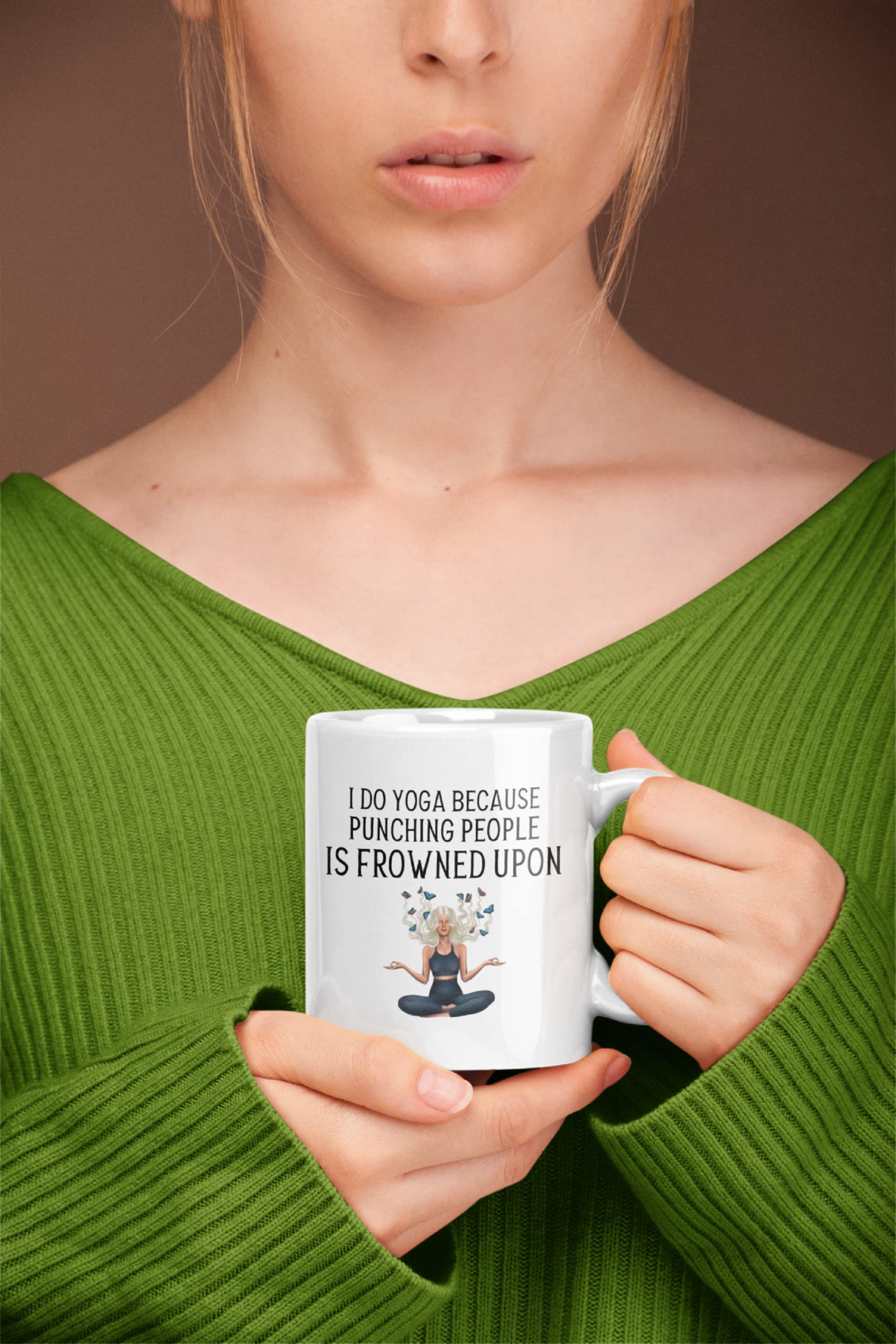 I Do Yoga Because Punching People is Frowned Upon Mug | Yoga Lover Gift Instructor Gift