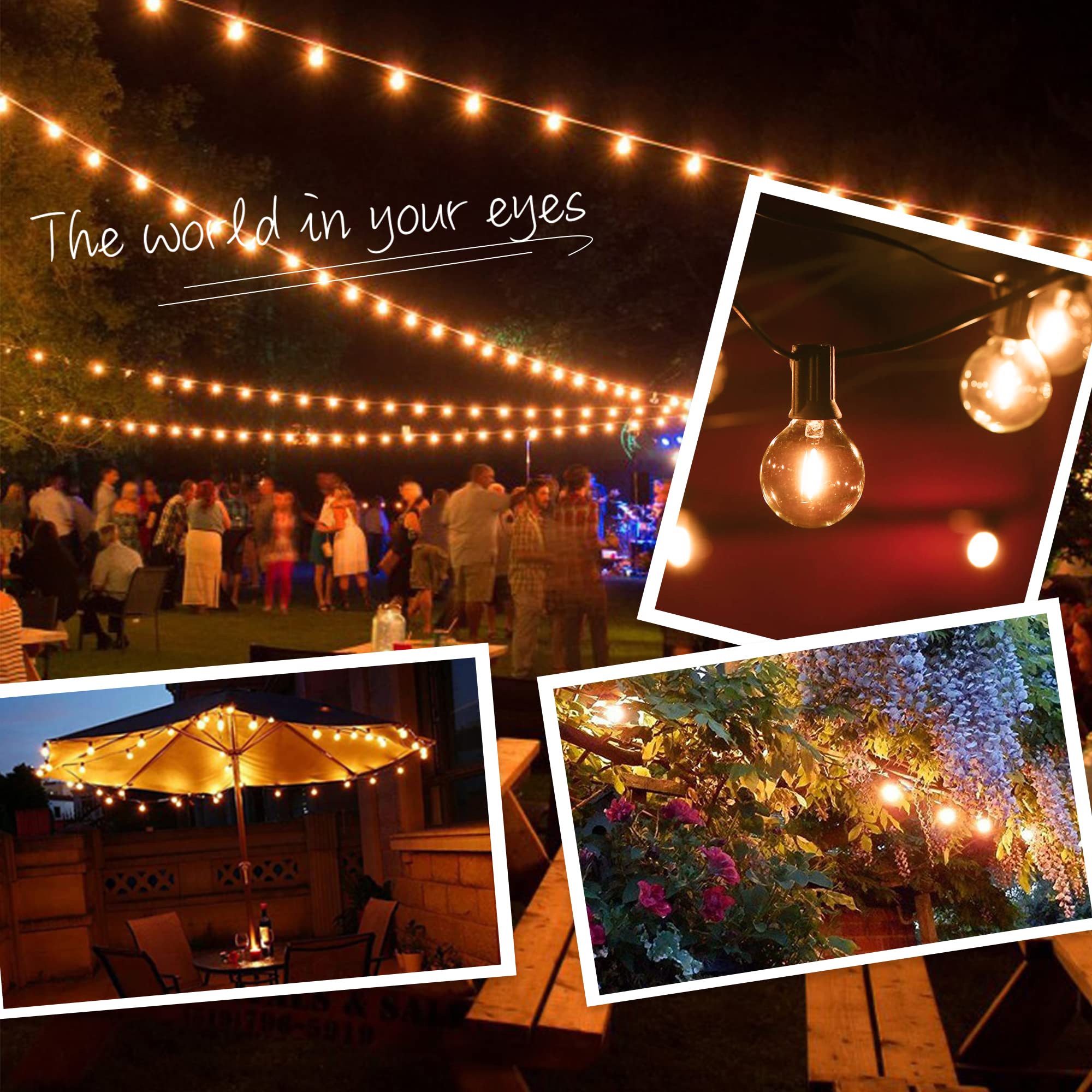 Sphoon Pack of 25 G40 Amber Glass Led Replacement Bulbs, 1W Equivalent 10W E12 Screw Base Soft Warm 2200K Globe Light Bulb for Indoor & Outdoor Led String Light Party Patio Garden Decor, CRI 90+
