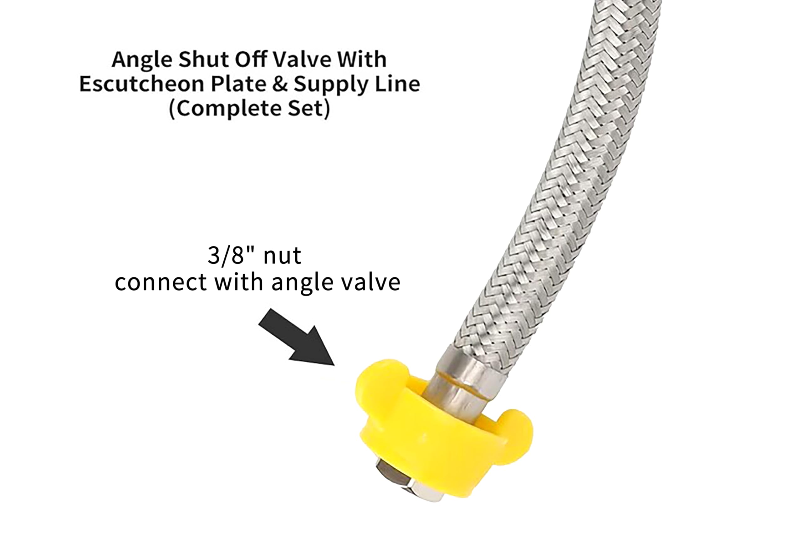 Klabb Flexible Toilet Water Supply Line 12inch,Stainless Steel Braided Hose With 3/8 Female Compression Thread x 7/8 Female Ballcock Thread,2pack