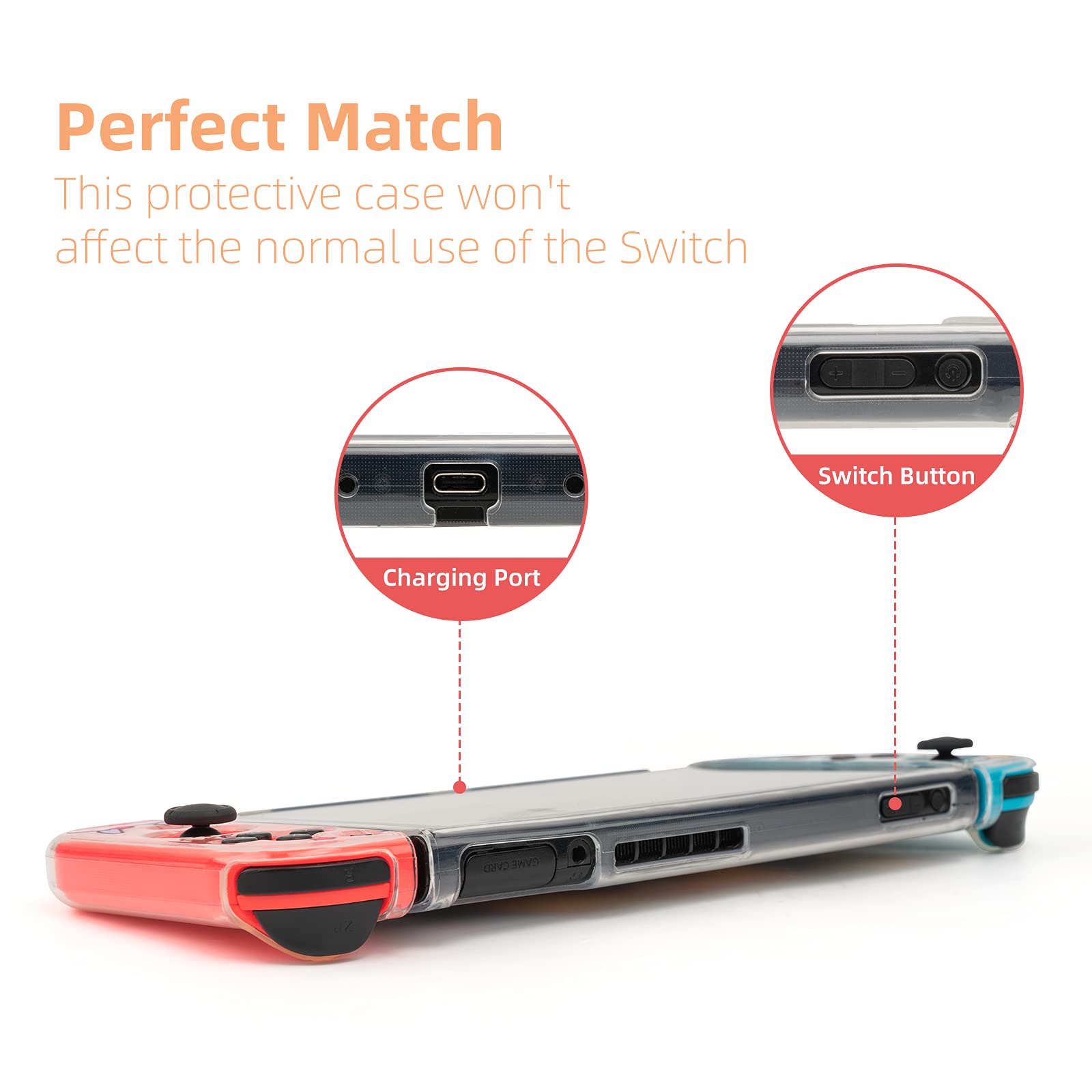 GeekShare Protective Case Slim Cover Case Compatible with Nintendo Switch and Joy-Con - Shock-Absorption and Anti-Scratch -Sweet Tea A