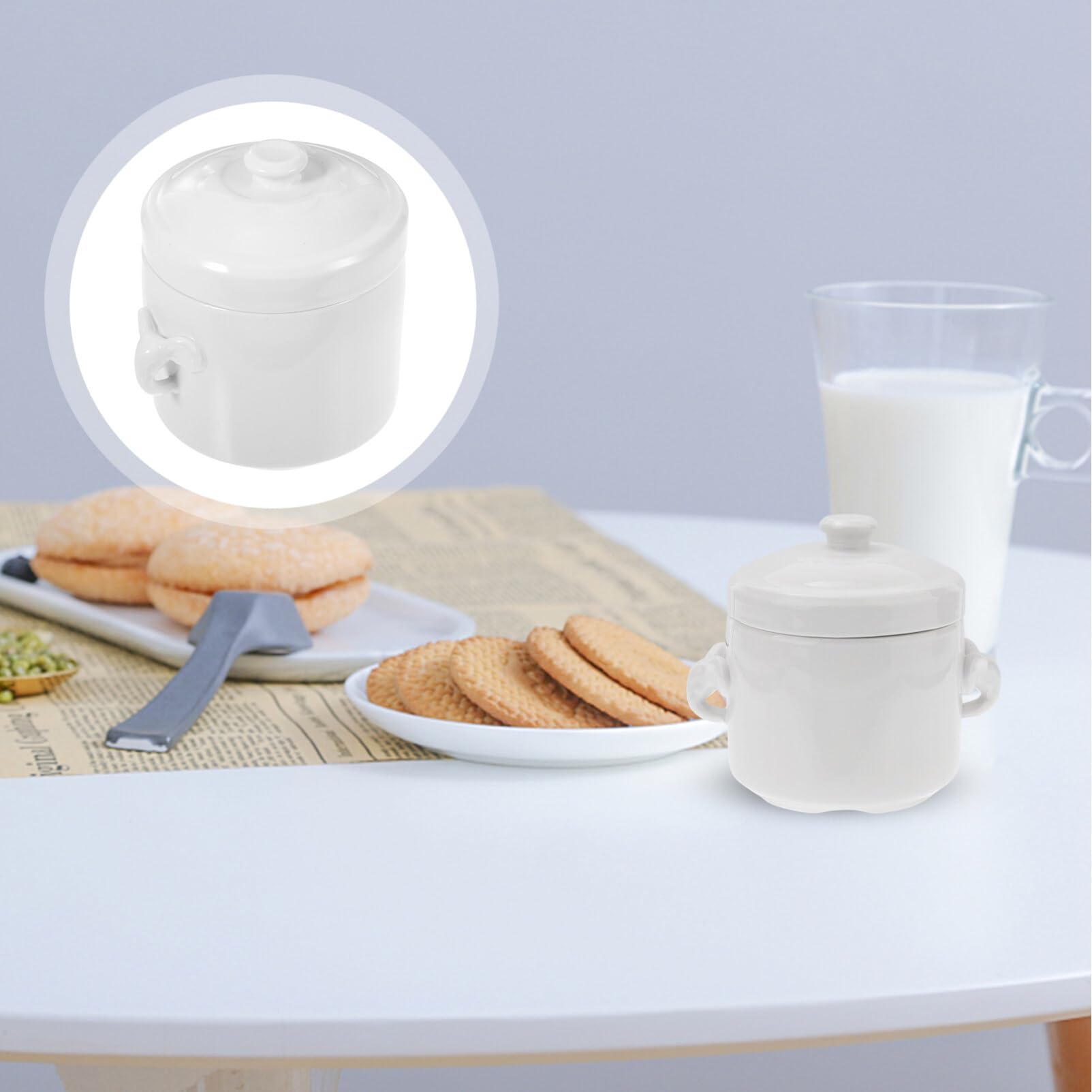 HEMOTON White Ceramic Stew Pot with Lid Steam Soup Bowl with Handles Steaming Cup Soup Noodle Bowl Stockpot Cookware for Egg Custard Medicinal and Birds Nest