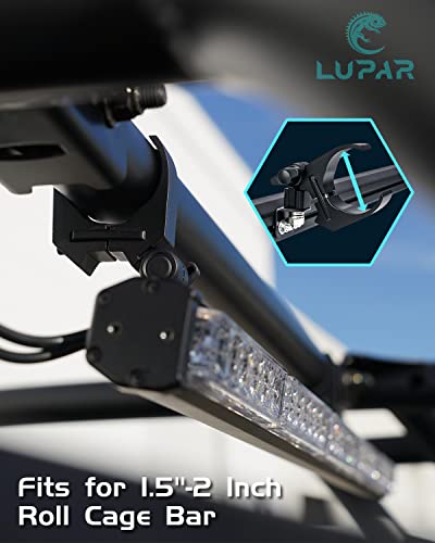 Lupar UTV Chase Lightbars C-Clamp Mounting Bracket Universal Fits 1.75" - 2 Inch Rollcage Bar Mount, Heavy-Duty Aluminum Brackets for Off-Road RZR - 2 Pack