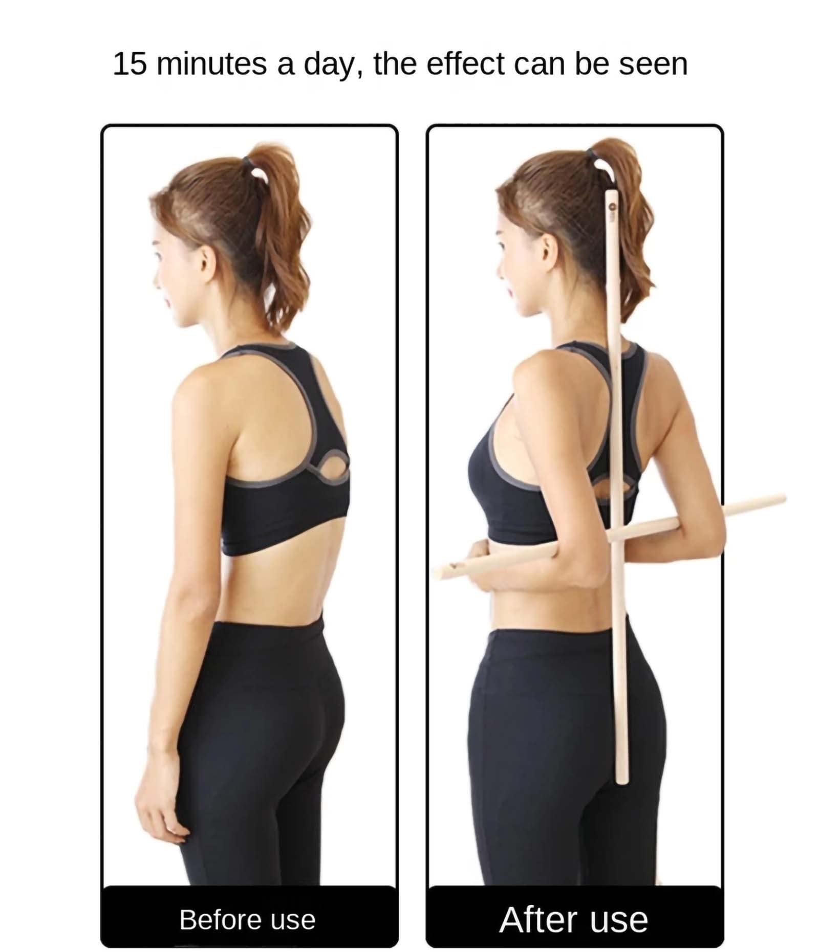 FCcassiel 32 inches 2 Yoga Stick Stretching Tools- kyphosis Correction, Open Shoulders and Open Back, Posture Correction Sticks with Buckle, Suitable for Family Women