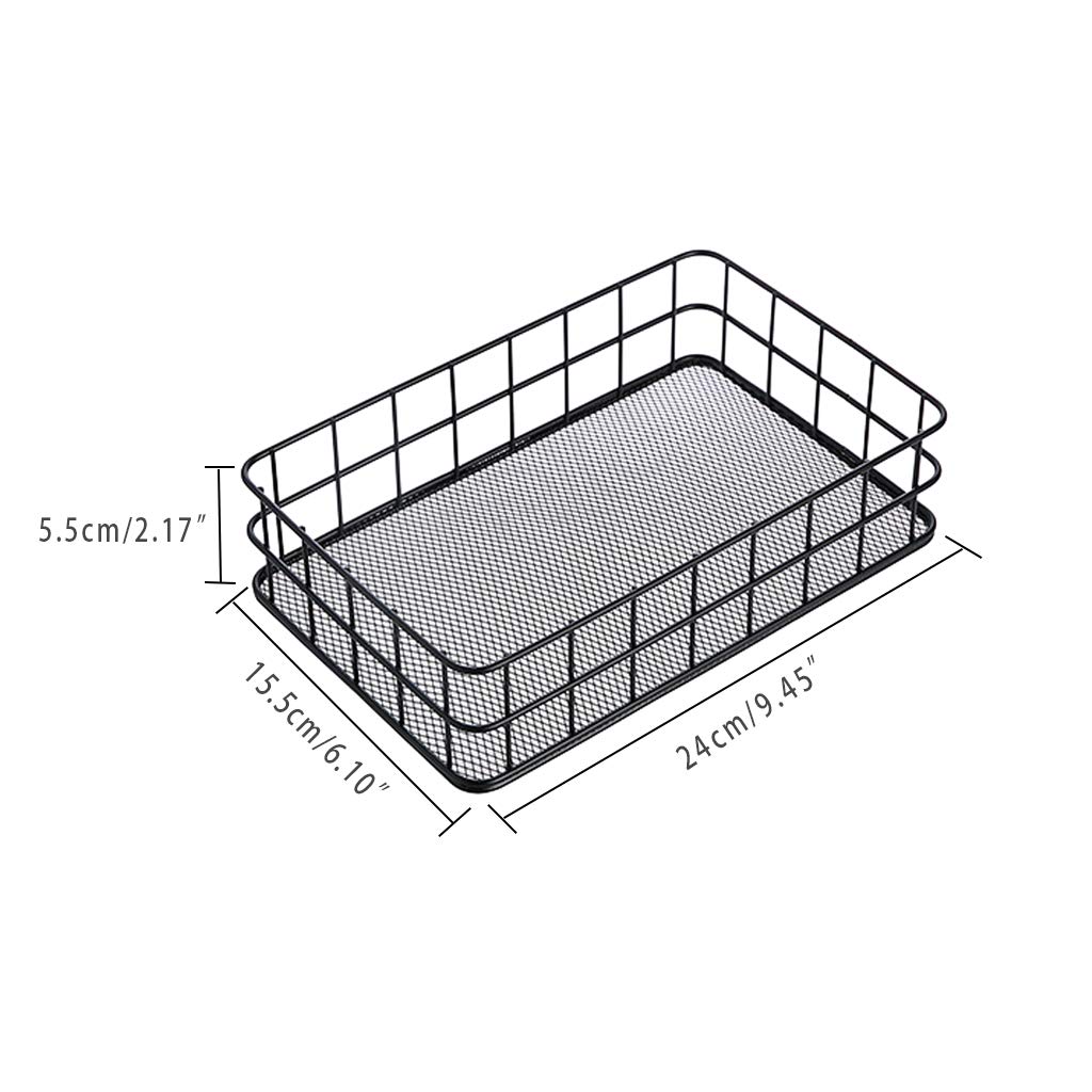Hizibesty Black Metal Wire Cabinet Organizer Storage Organizer Bin Basket Tray - for Kitchen Pantry Pantry Fridge, Closets, Garage Laundry Bathroom 9.45"X6.10"x2.17β