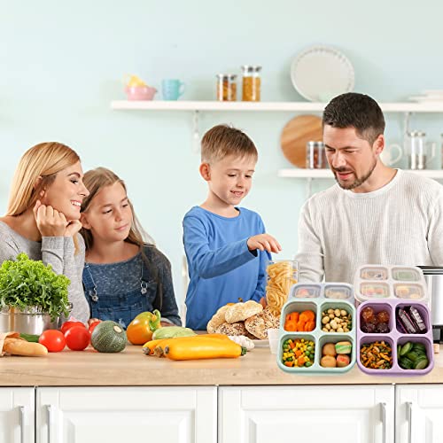 Luriseminger Bento Lunch Box,4 Compartment Snack Containers,Divided Snack Box,Meal Prep Lunch Containers FOR Kids/Toddle/Adults,Food Storage Containers for School, Work and Travel (Multicolor-5pack)