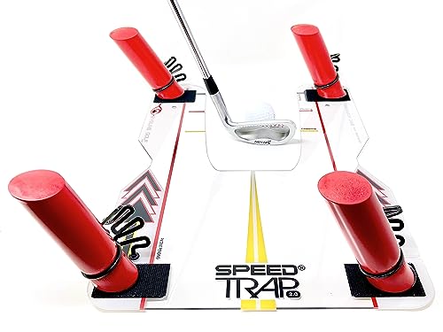 EyeLine Golf Speed Trap - Build Confidence and Improve Your Swing with Slice and Hook Corrector- Swing Trainer - Unbreakable Polycarbonate Base (Speed Trap 1.0) (Speed Trap 2.0)