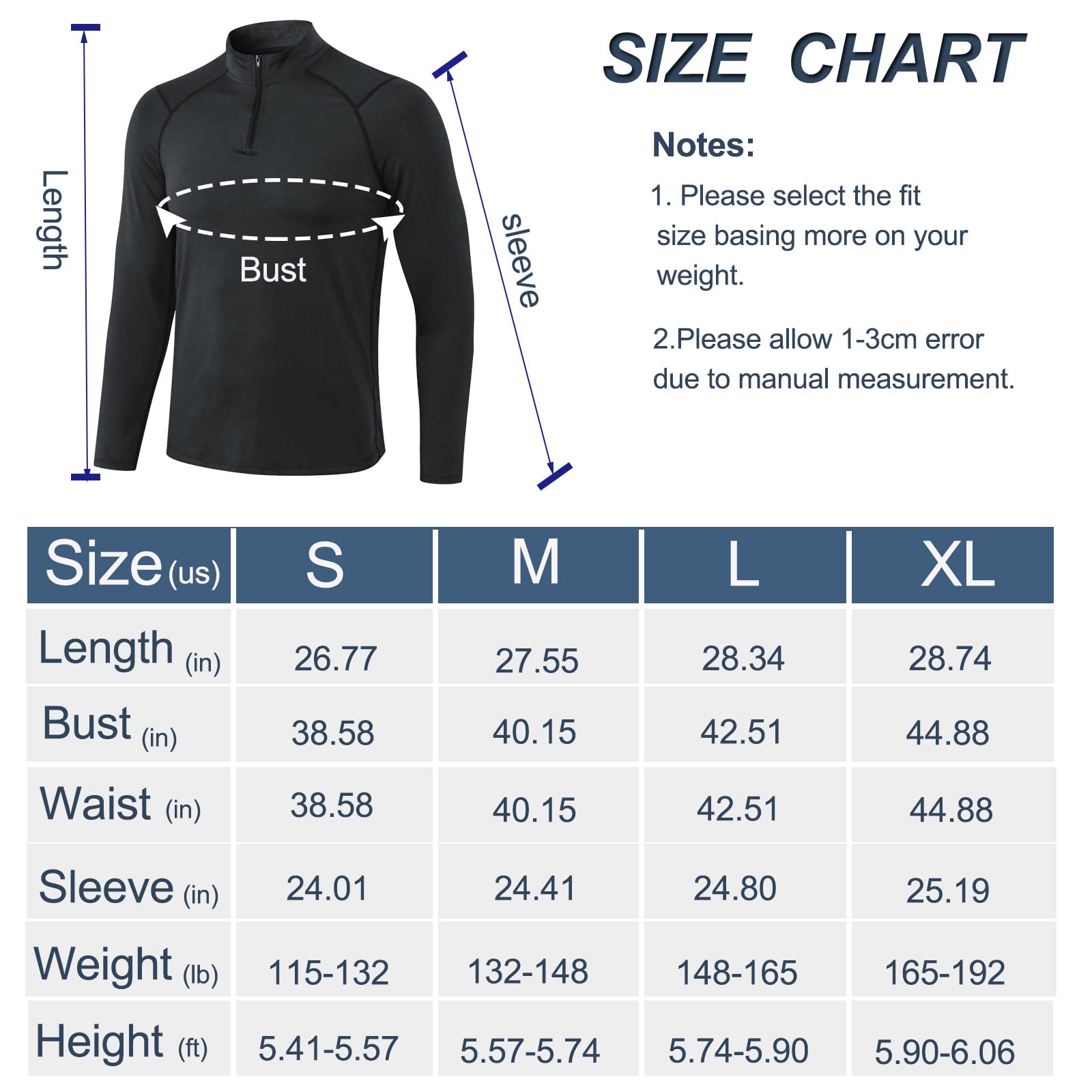 GAOQSEMG Long Sleeve Running Tops for Men,Men's Quick Dry Quarter Zip Golf Pullover Lightweight Long Sleeved Athletic Gym Hiking Tee Shirts (White,S)